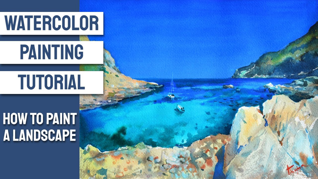 WATERCOLOR Painting TUTORIAL - How to Paint a LANDSCAPE - YouTube