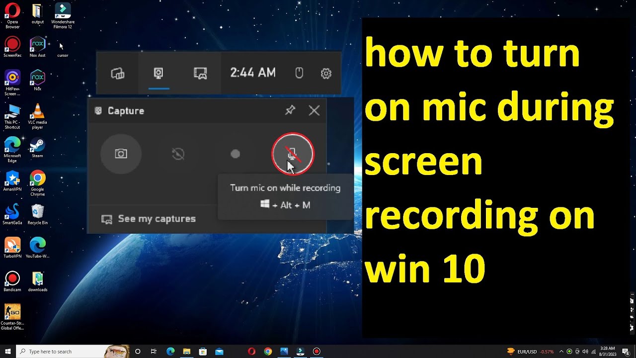 how to turn on mic during screen recording on win 10 ll mic not working ...