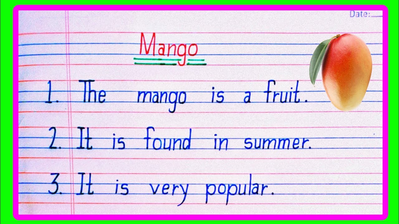 Mango 10 lines in English || my favourite fruit mango essay writing ...