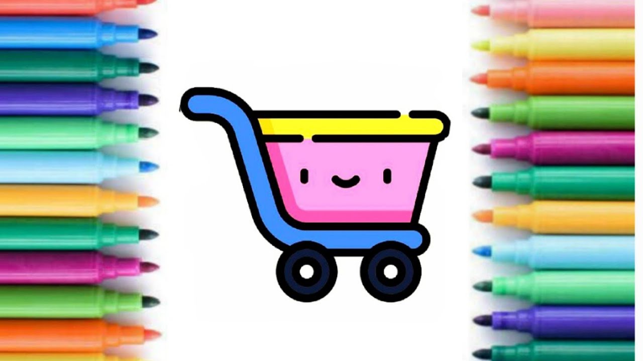 how to draw trolley | shopping trolley |easy drawing | step by step ...
