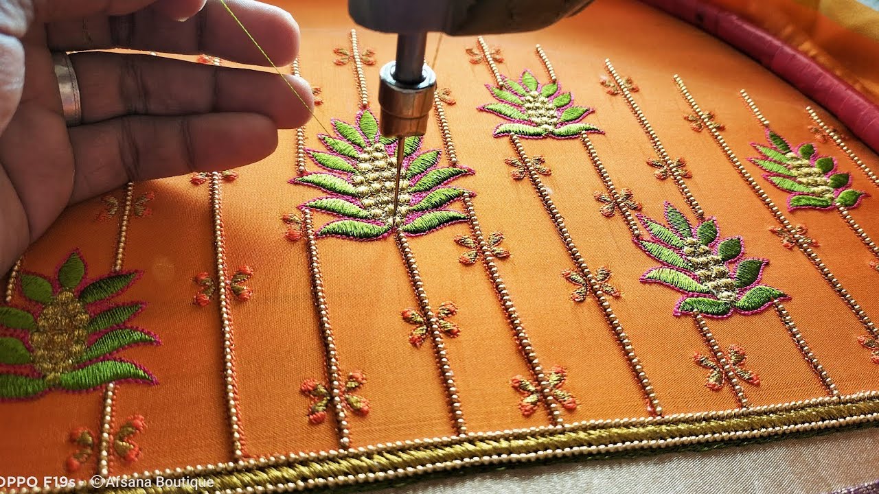 new model machine embroidery blouse design ! tutorial blouse design # ...