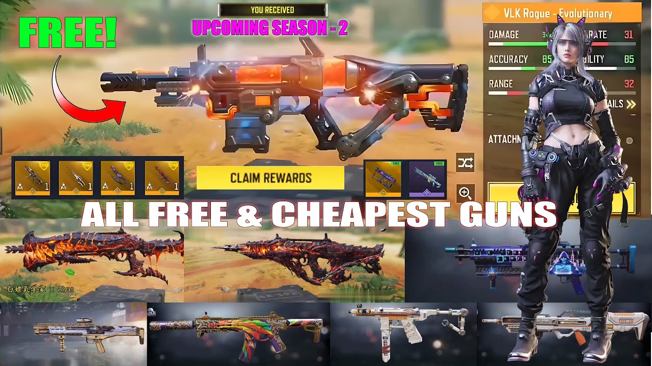 Season 2 All Free & Cheapest Guns in codm |UPCOMING ALL LEGENDARY ...