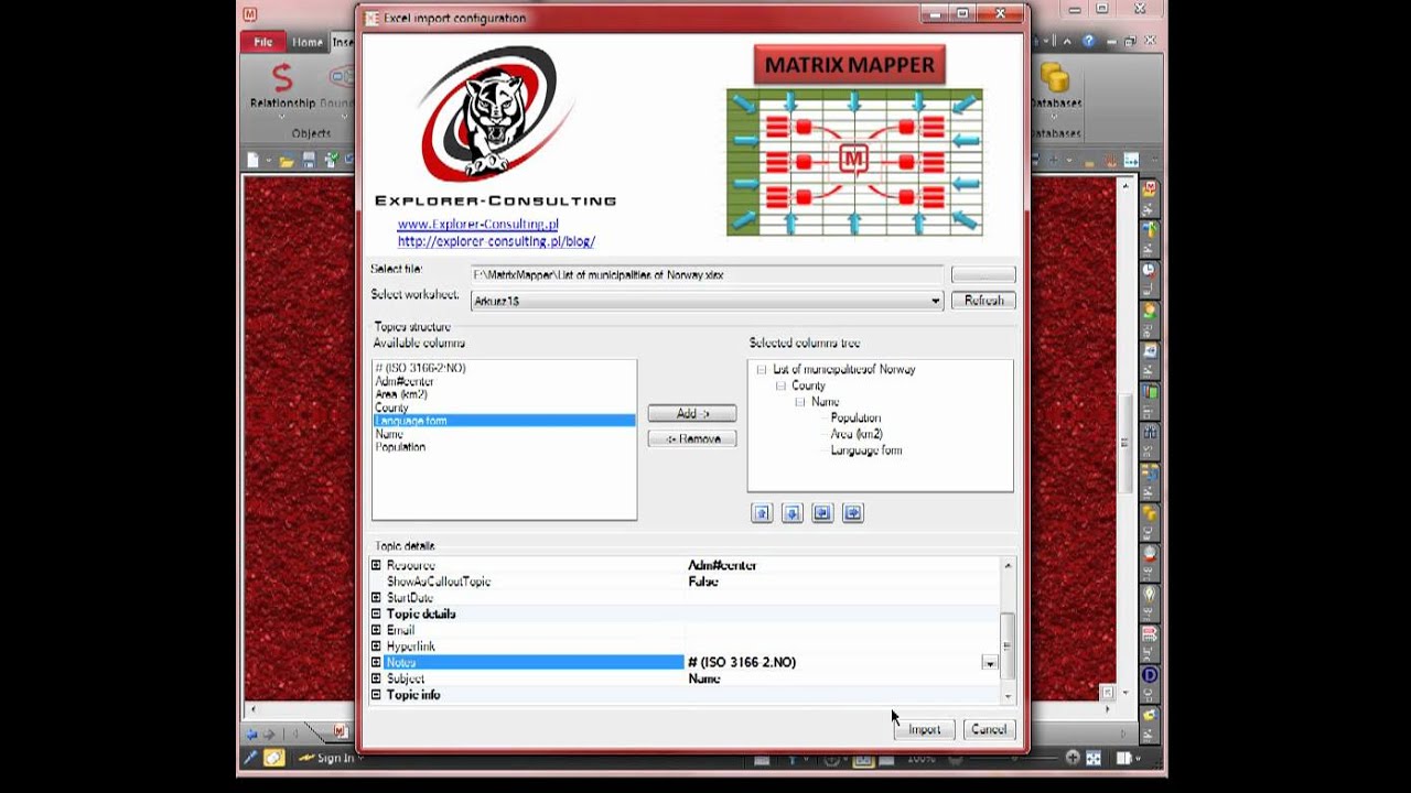import: MS Excel into Mindjet MindManager example - List of municipalities of Norway.mpg - YouTube