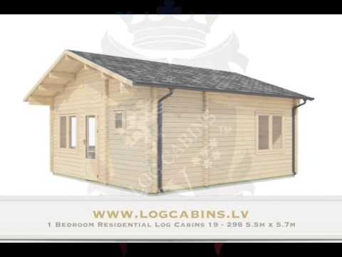 1 Bedroom Residential Log Cabins 19 - 298 5.5m x 5.7m - YouTube