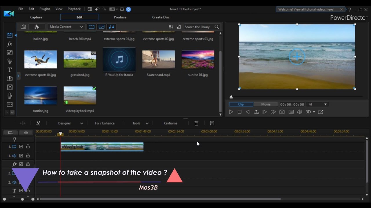 How to take a snapshot of the video - CyberLink PowerDirector 365 - YouTube