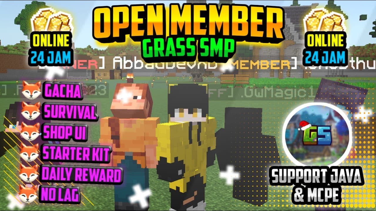 SERVER MCPE & JAVA VERSI 1.20 TERBARU !! - GRASS SMP S5 - YouTube