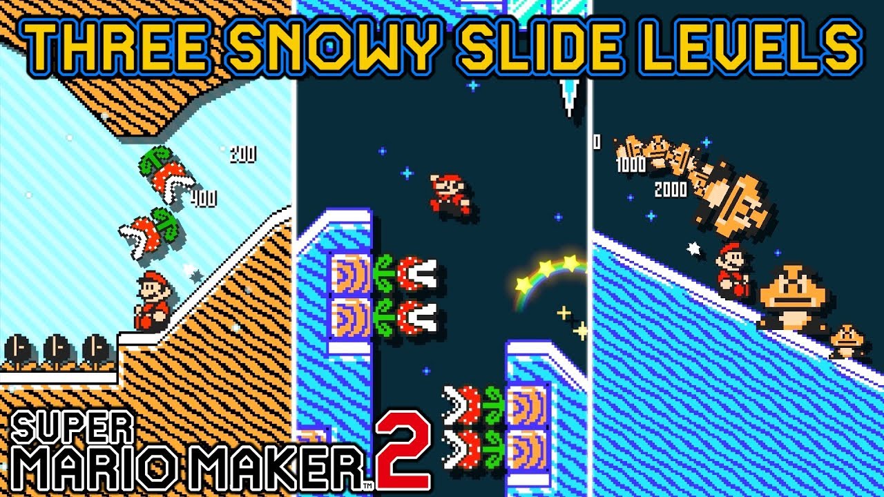 Super Mario Maker 2 - Three Amazing SNOWY SLIDE Levels - YouTube