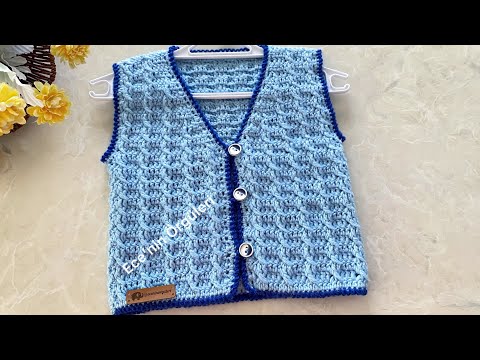 Easy Crochet Baby Boy Vest  / Kolay Tığ işi Erkek Bebek Yeleği Nasıl Yapılır  / 6 -12 ay