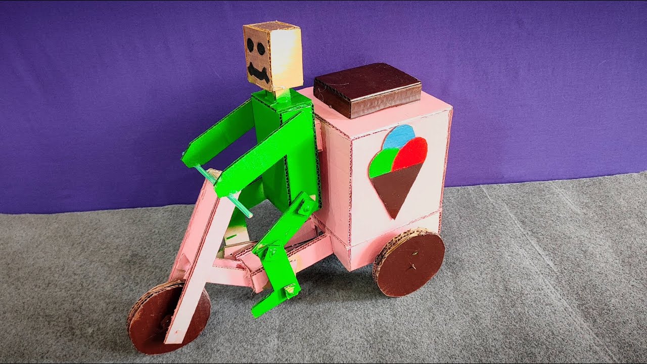 DIY Cardboard Rickshaw with Robot | Ice Cream Trolley | Electric ...