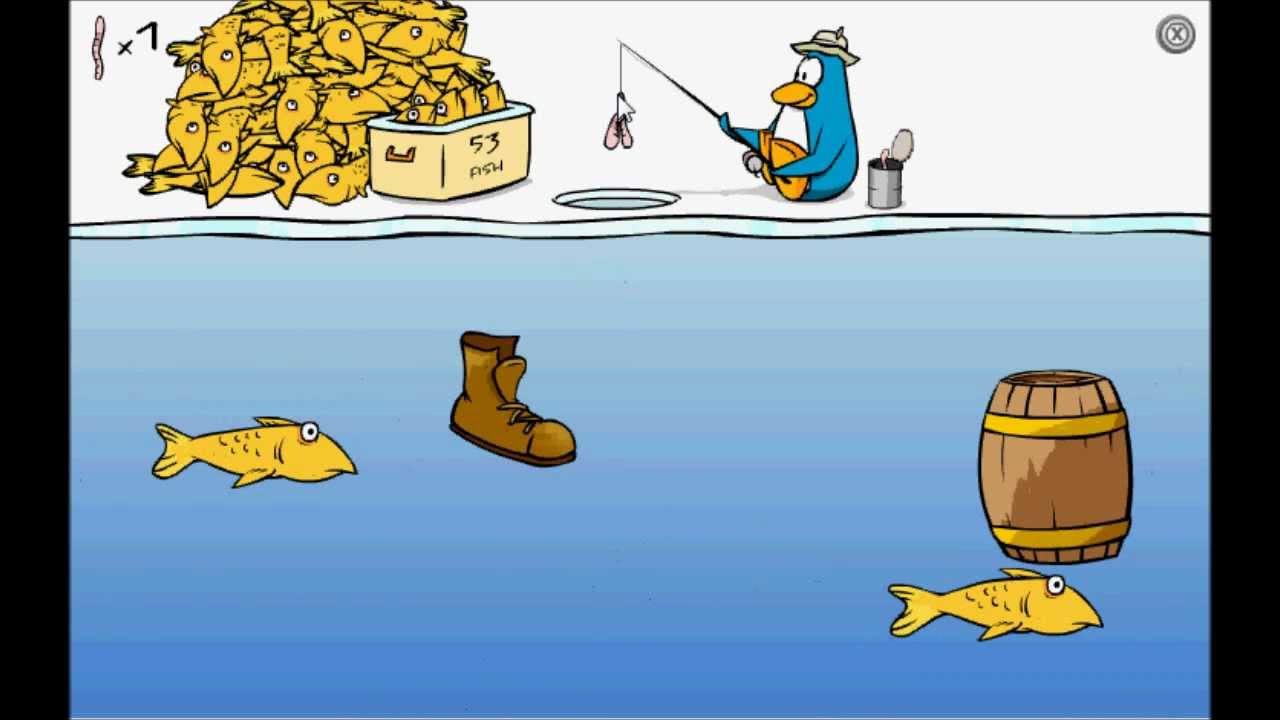 Club Penguin - Ice Fishing - How to get the Mallet Stamp Tutorial - YouTube