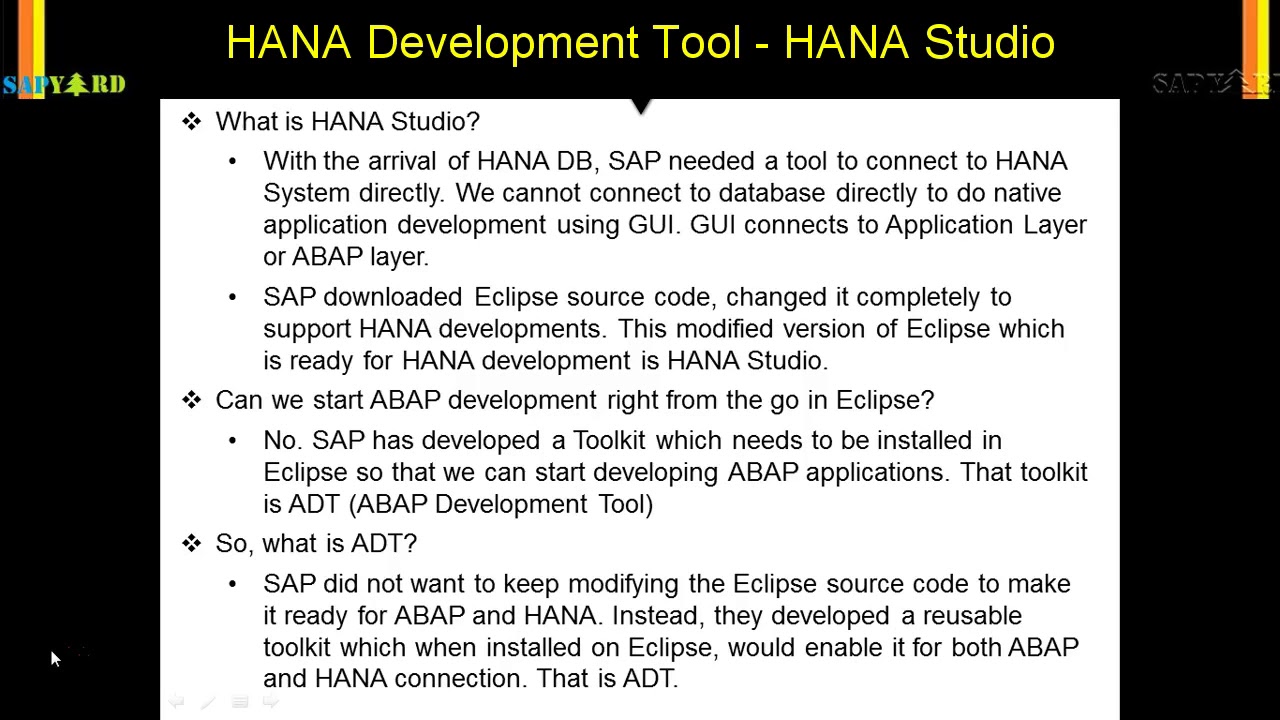 HDB 025 What is difference between HANA Studio and Eclipse? - YouTube