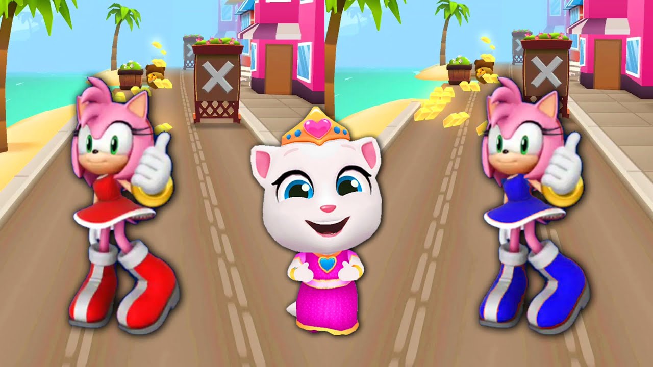 TALKING TOM GOLD RUN vs SONIC DASH - AMY vs PRINCESS ANGELA vs BLUE AMY ...
