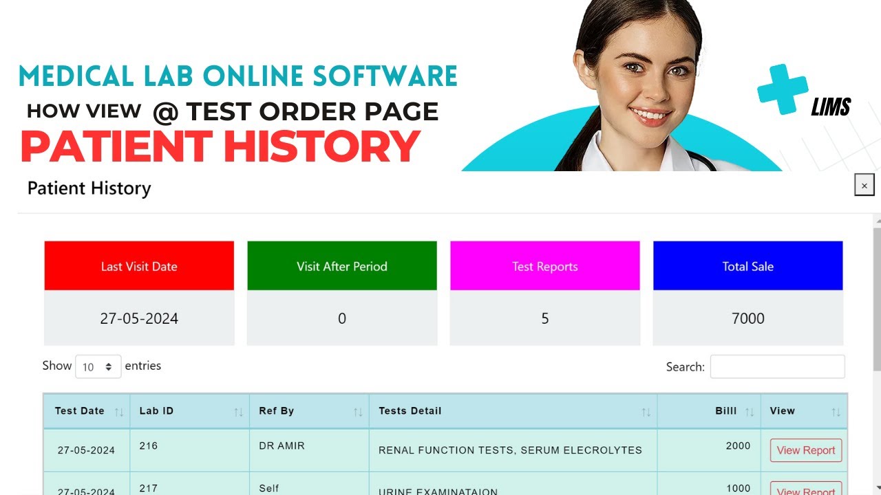 Patient History at Order Page || Latest Pathology || Clinical ...