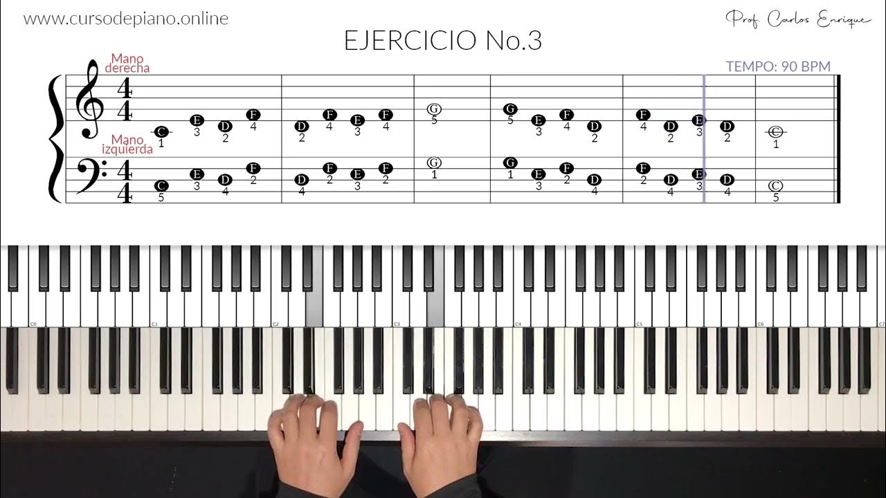 Ejercicio No3 PIANO 2 MANOS Fácil, Tutorial principiante, Curso Básico Completo - YouTube