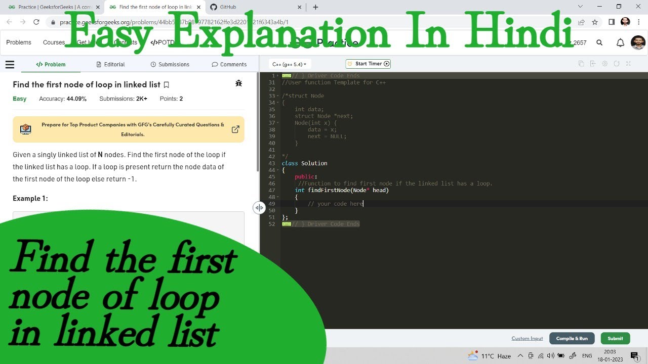 Find The First Node Of Loop In Linked List Easy Explanation Hindi find-the-first-node-of-loop-in-linked-list-easy-explanation-hindi