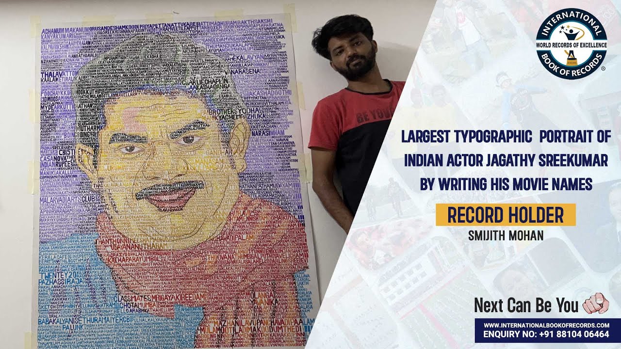 LARGEST TYPOGRAPHIC PORTRAIT OF INDIAN ACTOR JAGATHY SREEKUMAR BY ...