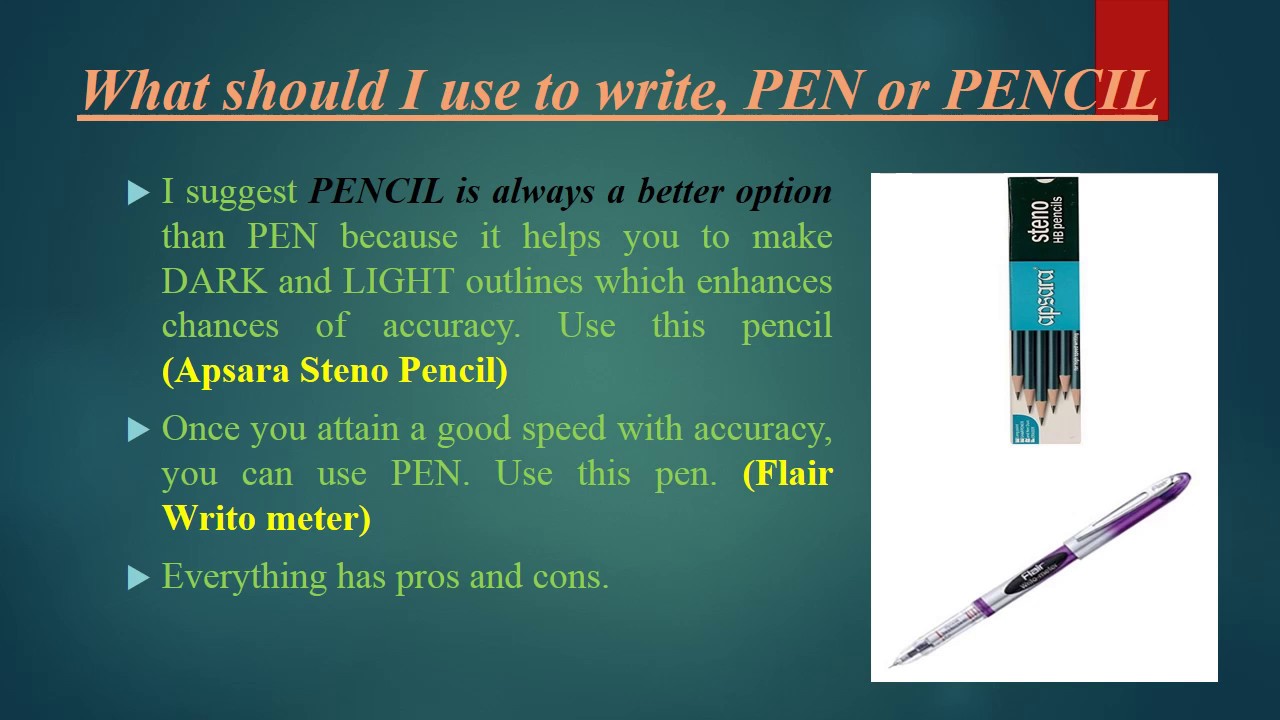 Stenography Dictations English | Use of PEN or PENCIL in SSC Shorthand ...