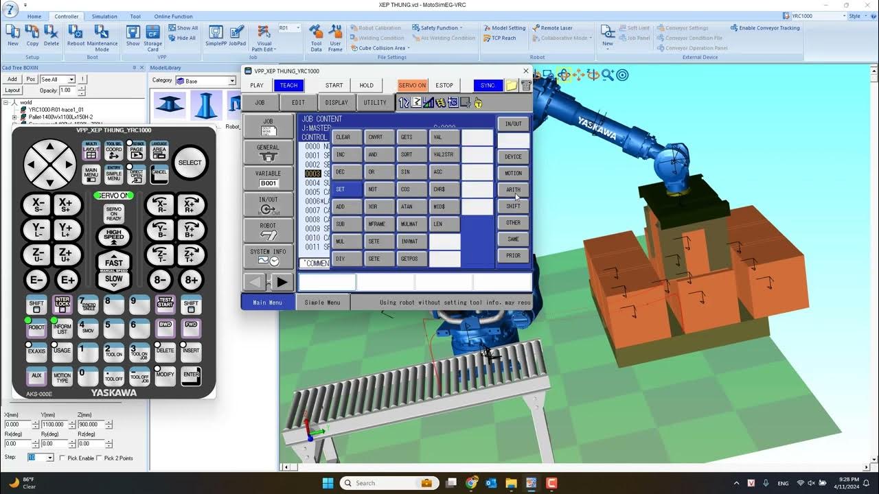 MotoSim Robot Yaskawa Palletizing Simulation - Part3 : Create Animation ...