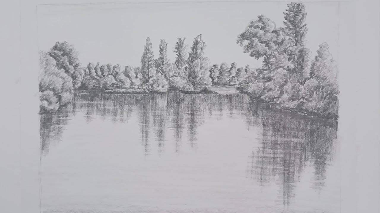 Como Dibujar REFLEJOS en el AGUA - Paisaje a Lápiz - YouTube