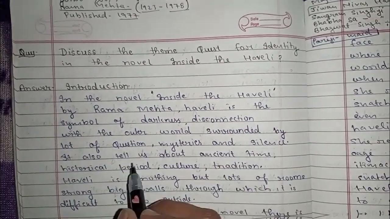 Themes of the novel Inside the Haveli📝 ️ || Rama Mehta as a Novelist ...