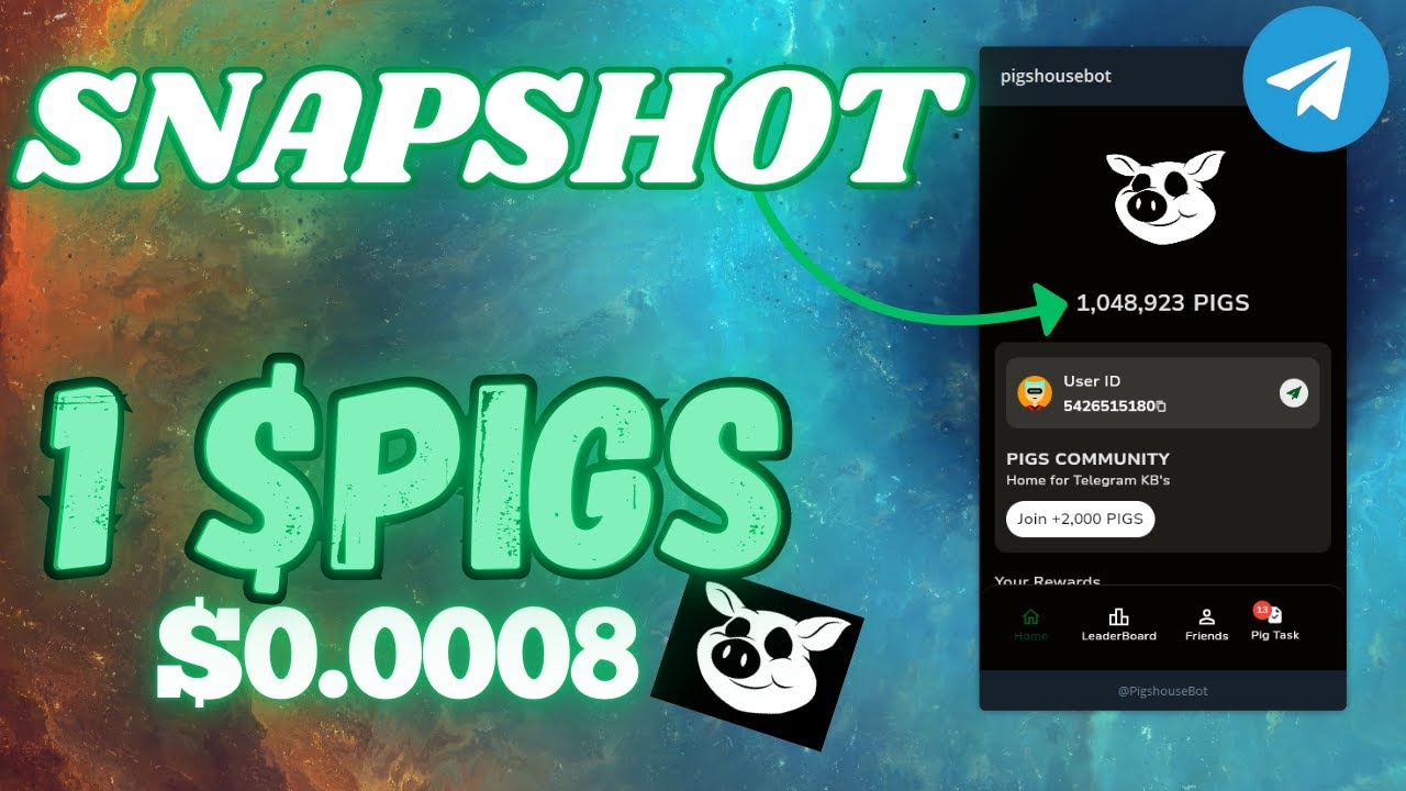 AIRDROP PIGS NO TELEGRAM! SNAPSHOT CONFIRMADO e TOKEN PODERÁ SER ...
