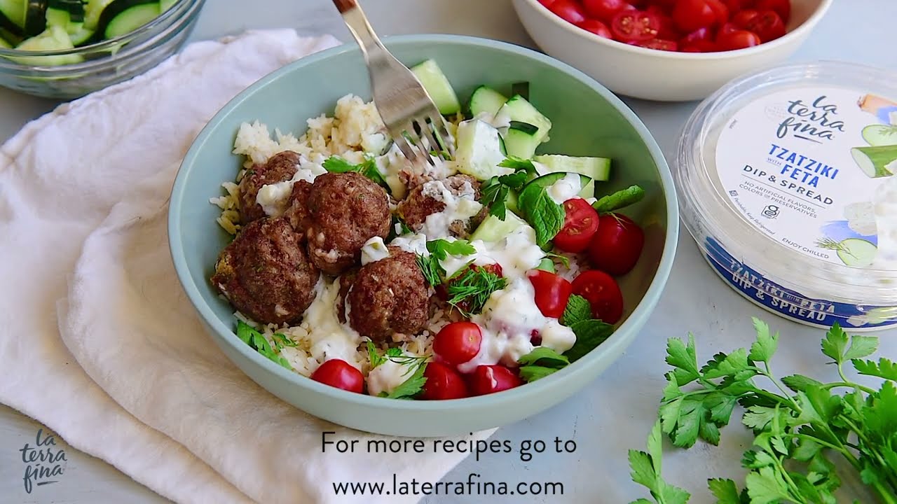 Tzatziki Feta Meatball Bowls - YouTube