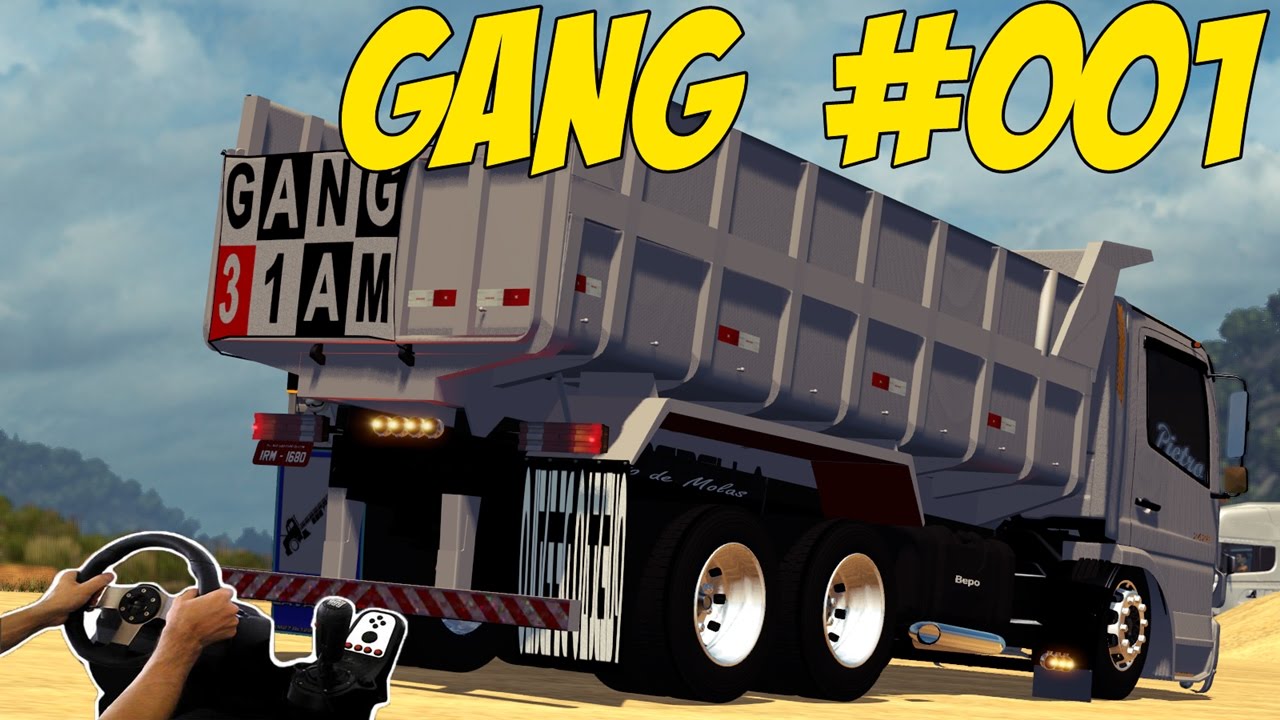 ATEGO 24-28 #001 GANG - INDO CARREGAR AREIA - VOLANTE G27!!! - YouTube