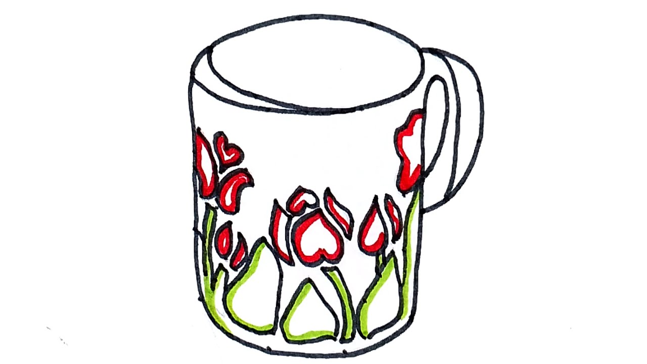 How to draw a Mug | Draw a Mug | Mug drawing tutorial - YouTube