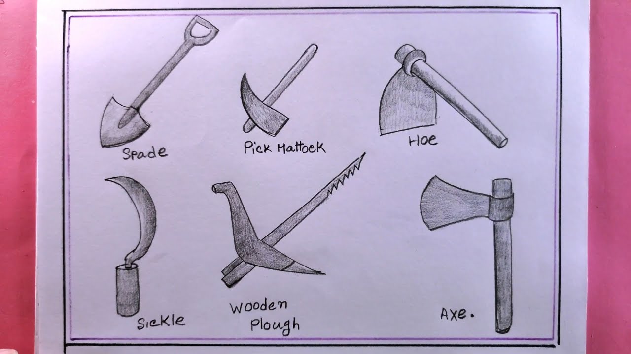 how to draw agricultural tools step by step easy - YouTube