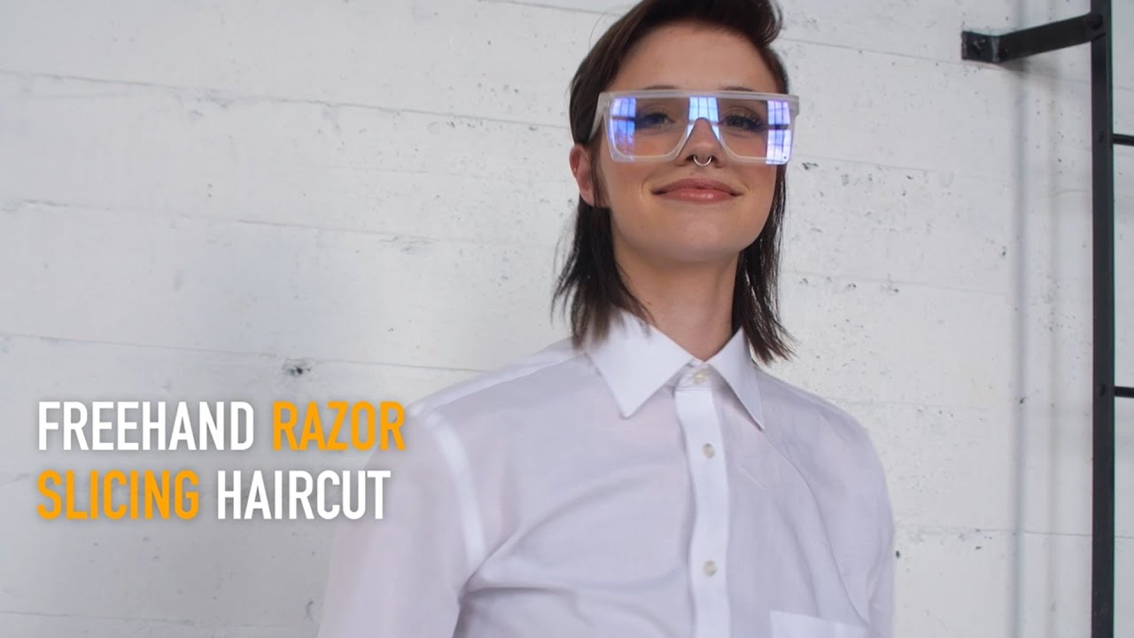 Freehand Razor Slicing Haircut Tutorial | KMS Pro - YouTube