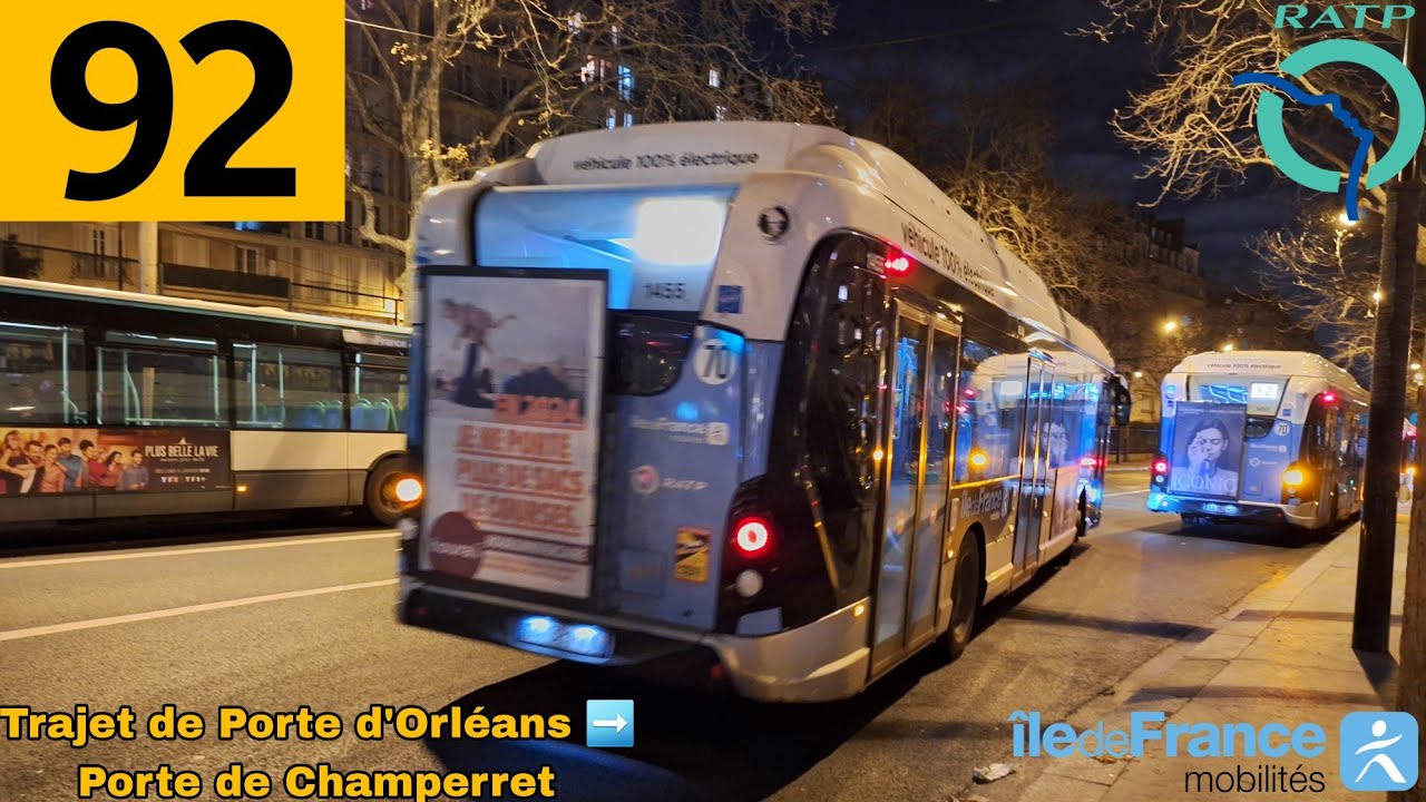 🚍BUS 92 (RATP) : Trajet à bord d'un HeuliezBus GX337 SE 3p N⁰1455 ...