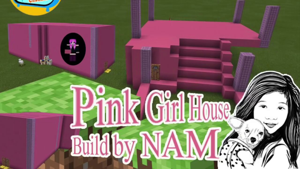 เล่นสนุกในสไตล์พี่ฟ้าน้องน้ำ ตอน Pink girl house build in minecraft ...