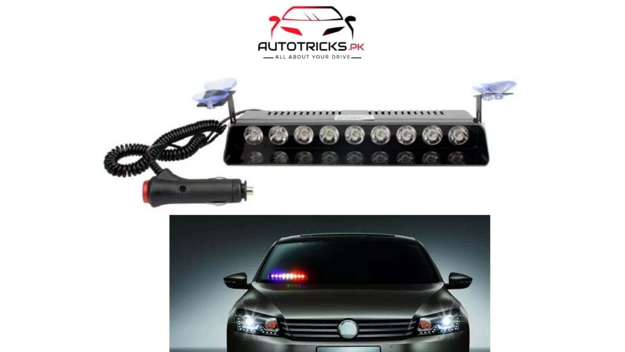 Car Dashboard Police Flasher Light (9 LED) Red+White+Blue - YouTube