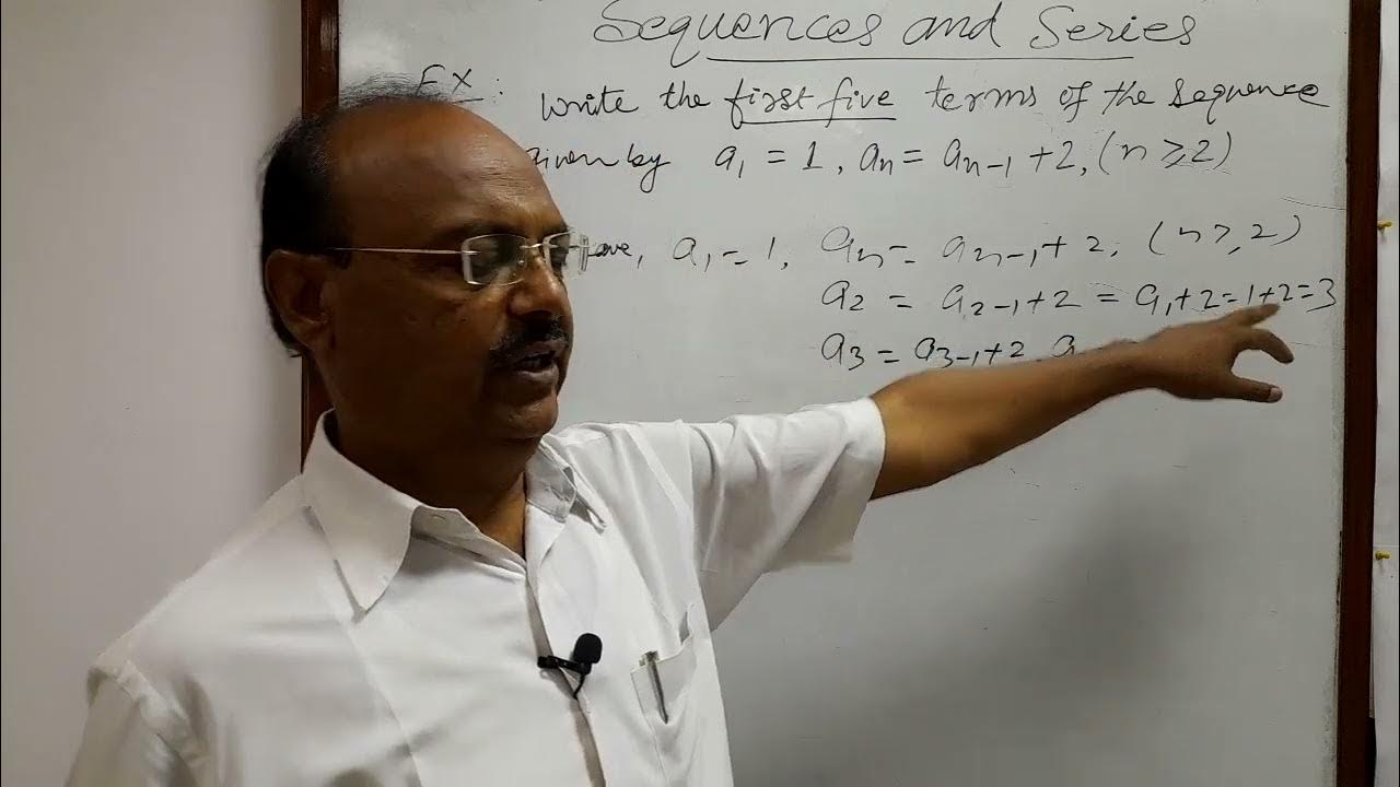 Write the first five terms of the sequences given by a1=1, an=an-1 +2 | Sequence & Series - YouTube