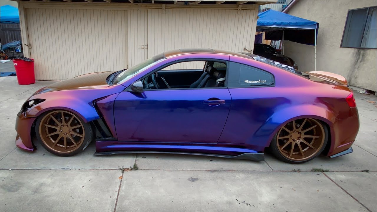 G35 to G37 front end conversion gets Crazy Color Changing Wrap! (Avery ...