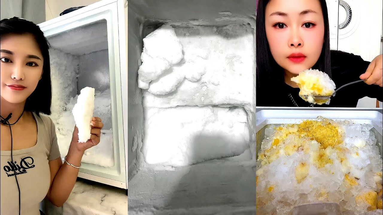 ASMR WHITE ICE EATING / FREEZER FROST EATING - YouTube