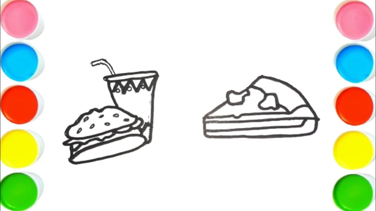 How to Draw fast food for Kids Burger and Pizza 🍔🍔🍕🍕 - YouTube