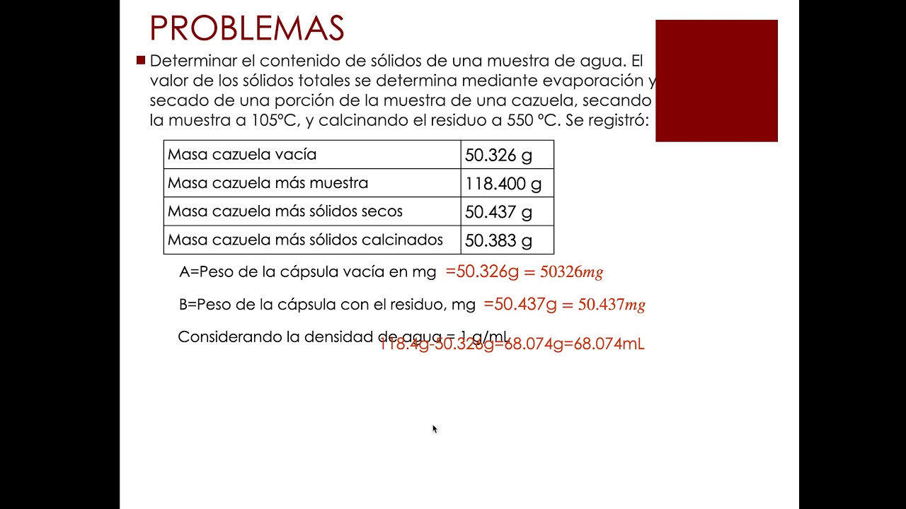 Sólidos Totales, suspendidos, volátiles, fijos, sedimentables y ...