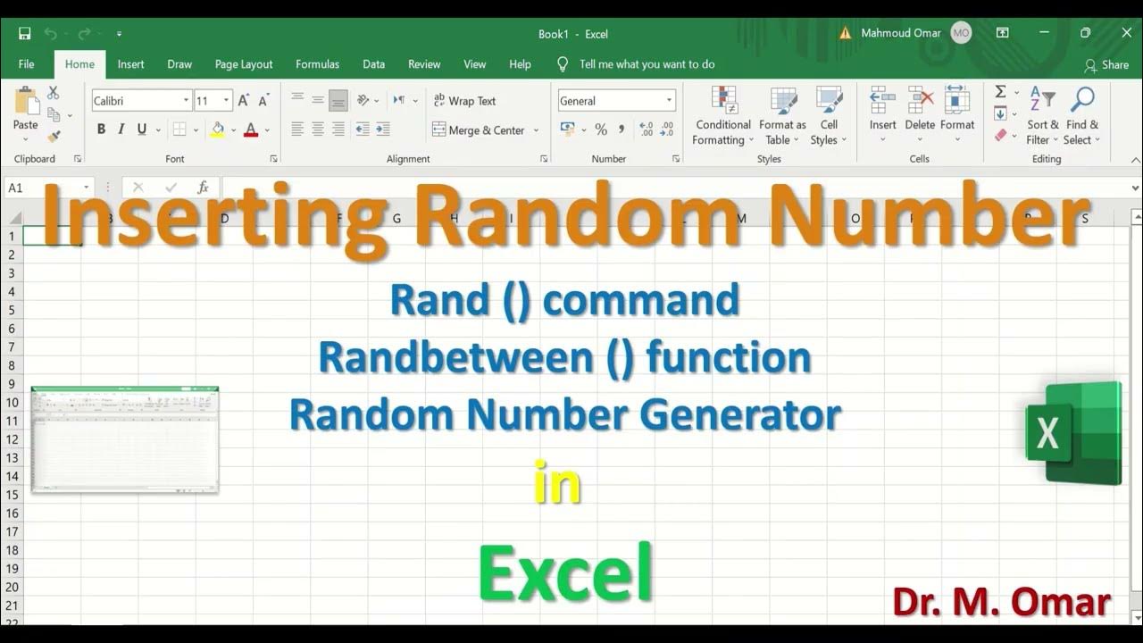 Inserting Random Number Rand command, Randbetween function, Random ...