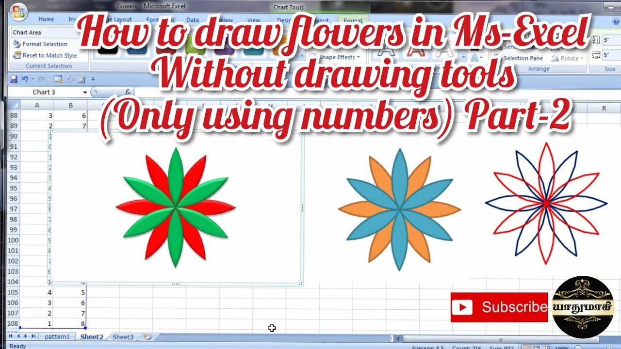 How to draw flowers in Ms-Excel without drawing tools part-2 ...
