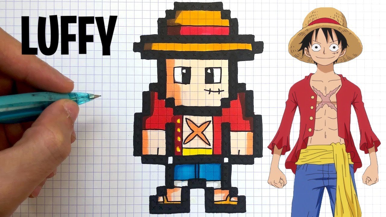 COMO DIBUJAR LUFFY PIXEL ART ONE PIECE - YouTube