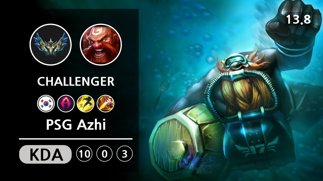 롤 랭킹 243위 챌린저 정글 그라가스 " PSG Azhi " | Patch 13.8 - YouTube