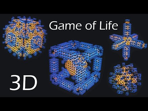 4 simulations with one seed (Conway's Game of Life 3D) - YouTube