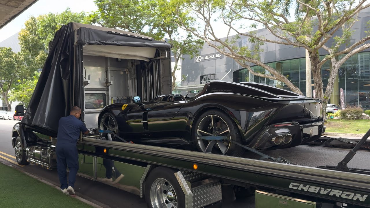 Ferrari Monza SP2 heading for Servicing - Johor Royalty - YouTube