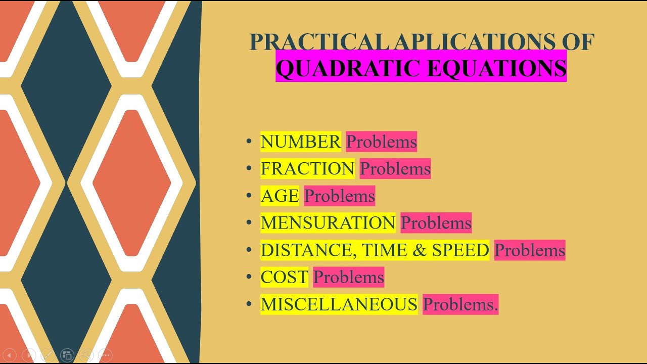 CLASS - X CH - 04 QUADRATIC EQUATIONS Applications - YouTube