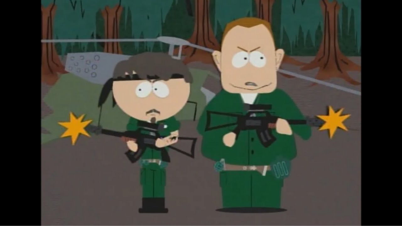 Jimbo and Ned in VIETNAM WAR I South Park S02E06 - The Mexican Staring ...