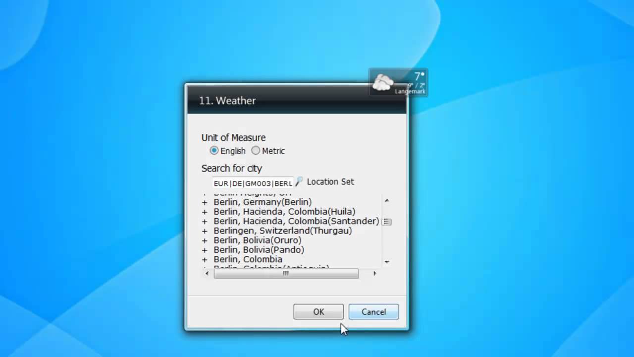 Weather Windows 7 Sidebar Gadget - YouTube