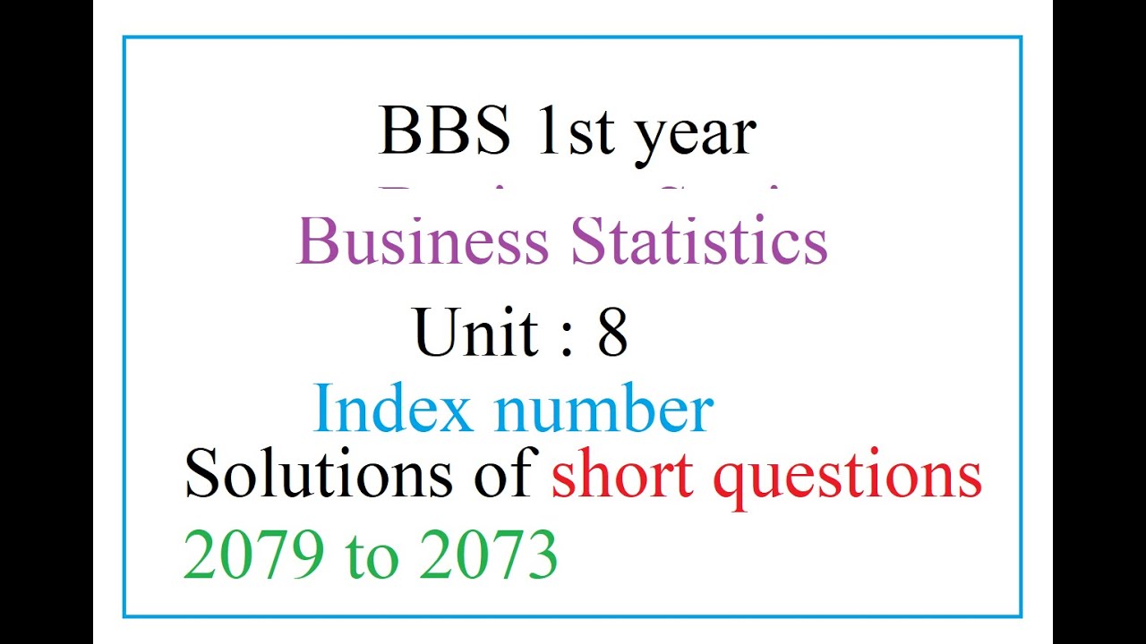BBS 1st:Business Statistics:Unit:8 - YouTube