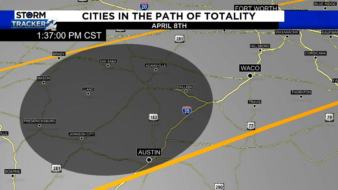Texas solar eclipse path - YouTube
