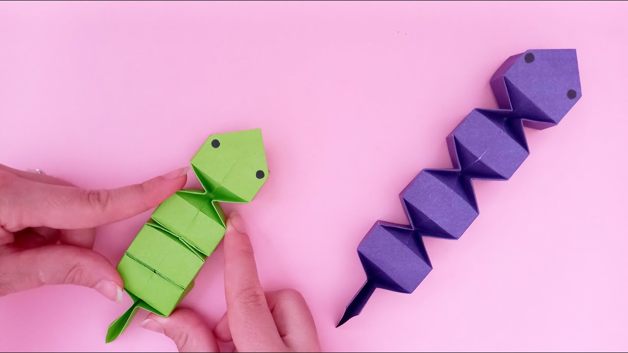 Origami Sliding Paper Snake | Fun & Easy Origami - YouTube